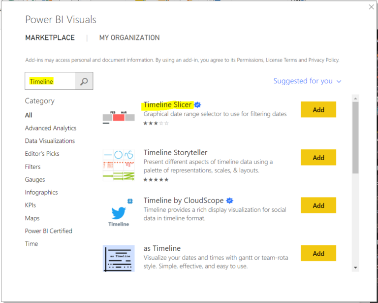 Installing and Using the Timeline Slicer Visual for Power BI - Carl de ...