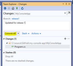 Creating a New Branch in GitHub from Visual Studio - Carl de Souza